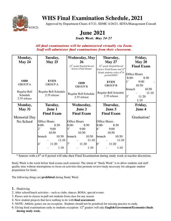 Woodside High School - Bell Schedules